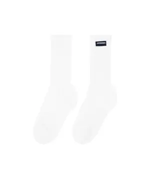 Jacquemus Ribbed Socks With Logo Patch - White