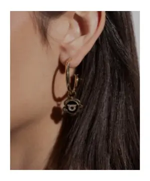 FERRAGAMO Embellished Hoop Earrings With Pendant - Yellow