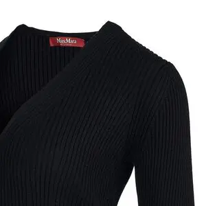 Max Mara Ribbed V-neck Cardigan With Embellished Pockets
