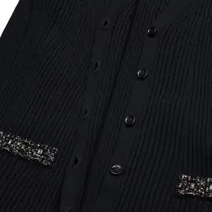 Max Mara Ribbed V-neck Cardigan With Embellished Pockets