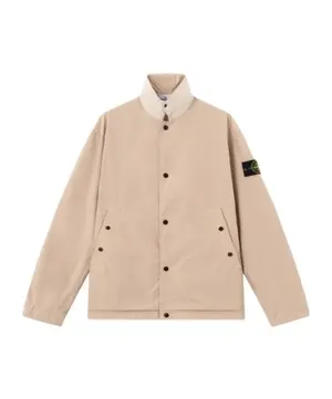Stone Island Logo Patch Stand Collar Jacket - Desert