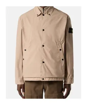 Stone Island Logo Patch Stand Collar Jacket - Desert