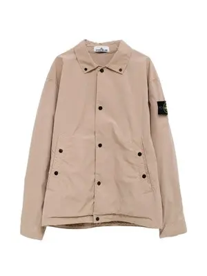 Stone Island Logo Patch Stand Collar Jacket - Desert