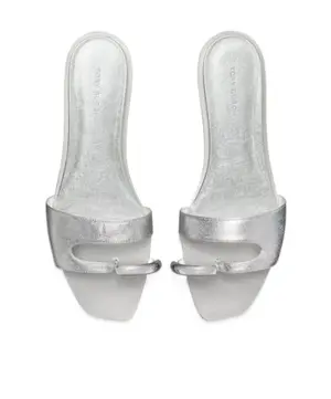 Tory Burch Pierced Slides - Bright Silver/silver