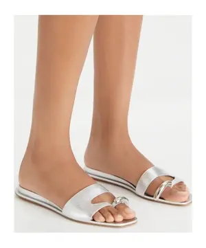 Tory Burch Pierced Slides - Bright Silver/silver