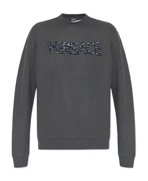 Versace Logo Embellished Crewneck Sweatshirt