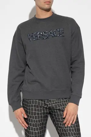 Versace Logo Embellished Crewneck Sweatshirt
