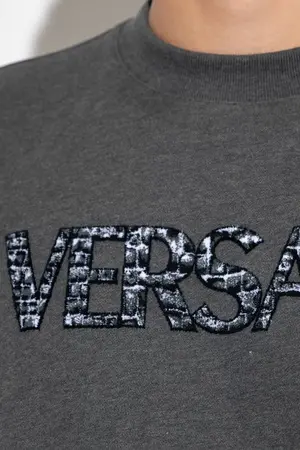 Versace Logo Embellished Crewneck Sweatshirt