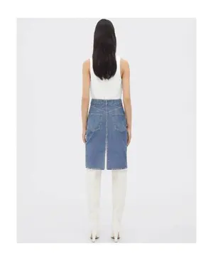 Bottega Veneta Denim Effect Front Slit Skirt