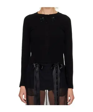 Simone Rocha Embellished Cashmere Cardigan - Black