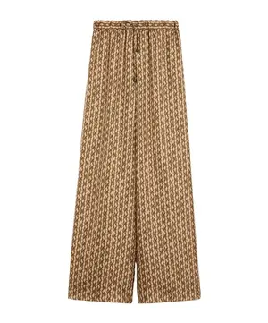 Max Mara Patterned Wide-leg Trousers - Hazelnut Brown