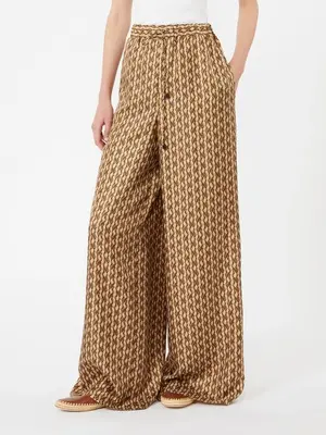 Max Mara Patterned Wide-leg Trousers - Hazelnut Brown