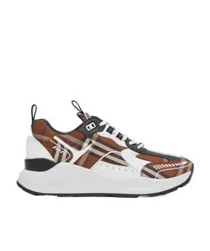 Burberry Check Pattern Lace-up Sneakers - White