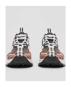 Burberry Check Pattern Lace-up Sneakers - White