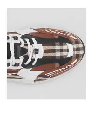 Burberry Check Pattern Lace-up Sneakers - White