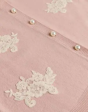 Valentino Garavani Embroidered Wool And Lace Cardigan