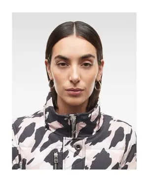 Moose Knuckles Camouflage Printed Down Jacket With Fur Trimmed Hood