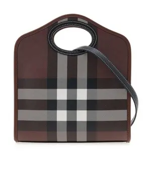 Burberry Logo Printed Checked Tote Bag
