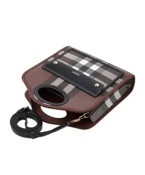 Burberry Logo Printed Checked Tote Bag