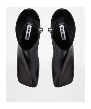 JIL SANDER Square Toe Zip Up Ankle Boots