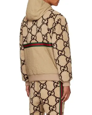 Gucci Gg Jacquard Fleece Jacket With Hood
