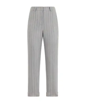 Peserico Striped Turn-up Hem Cropped Trousers