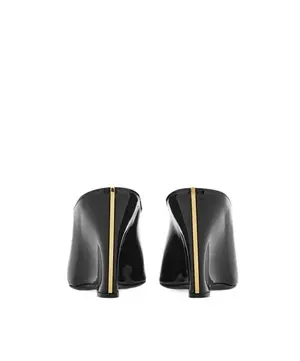 FERRAGAMO Alicia Patent Leather Wedge Mules - Black