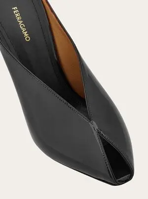FERRAGAMO Alicia Patent Leather Wedge Mules - Black