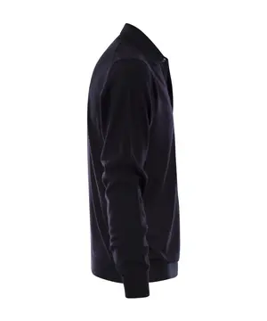 Fedeli Virgin Wool Long-sleeve Polo Shirt - Black