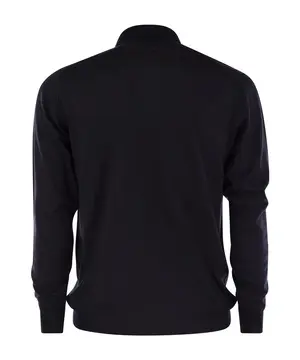 Fedeli Virgin Wool Long-sleeve Polo Shirt - Black