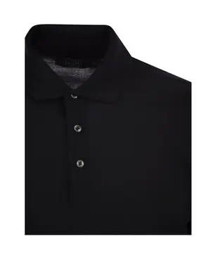 Fedeli Virgin Wool Long-sleeve Polo Shirt - Black