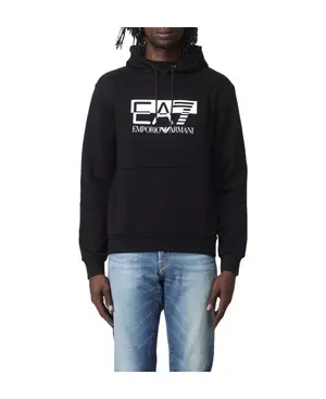 EA7 Logo Hooded Sweater - Black
