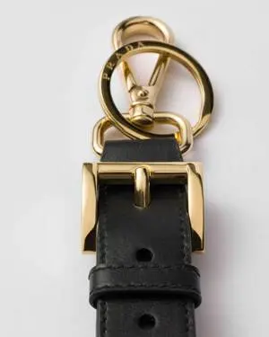Prada Leather Key Ring With Enameled Logo