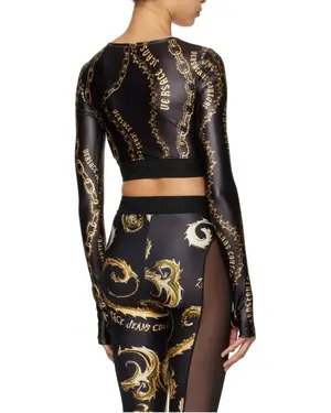 Versace Chain Print Cropped Sweater
