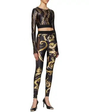 Versace Chain Print Cropped Sweater