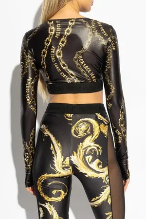 Versace Chain Print Cropped Sweater