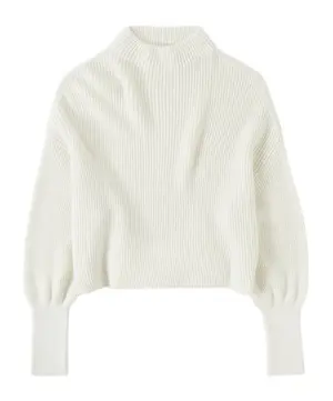 Closed Drop Shoulder Ribbed Knitwear - Ivory