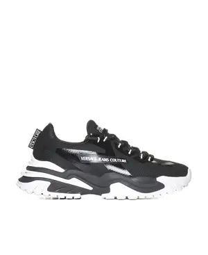 Versace Paneled Lace-up Sneakers - Black