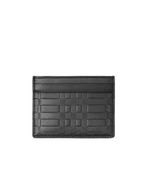 Burberry Embossed Check Leather Cardholder - Black