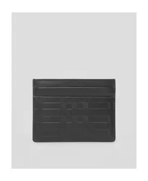 Burberry Embossed Check Leather Cardholder - Black