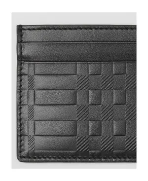 Burberry Embossed Check Leather Cardholder - Black