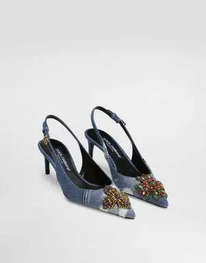 Dolce & Gabbana 60mm Embellished Denim Slingback Pumps