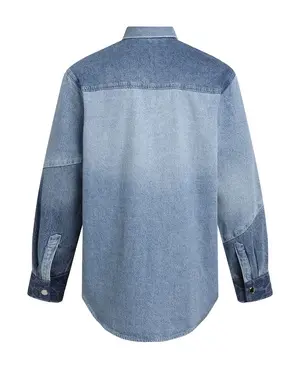 LIUREGALI Stitched Long-sleeve Denim Shirt
