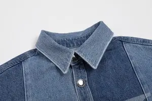 LIUREGALI Stitched Long-sleeve Denim Shirt