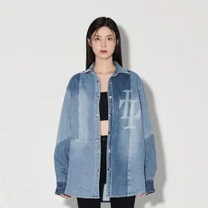 LIUREGALI Stitched Long-sleeve Denim Shirt
