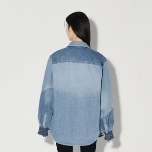 LIUREGALI Stitched Long-sleeve Denim Shirt