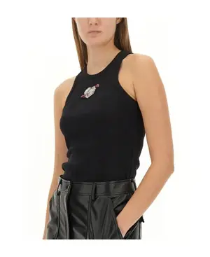 MSGM Embellished Ribbed Tank Top