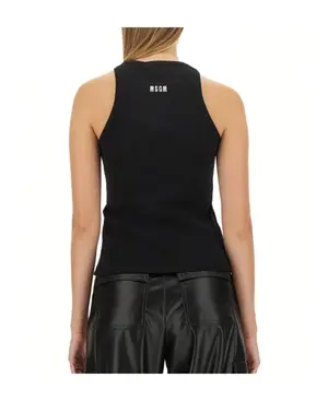 MSGM Embellished Ribbed Tank Top