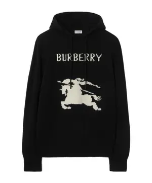 Burberry Ekd Intarsia-knit Hooded Jumper - Black