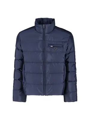 Prada Stand-up Collar Quilted Jacket - Blue